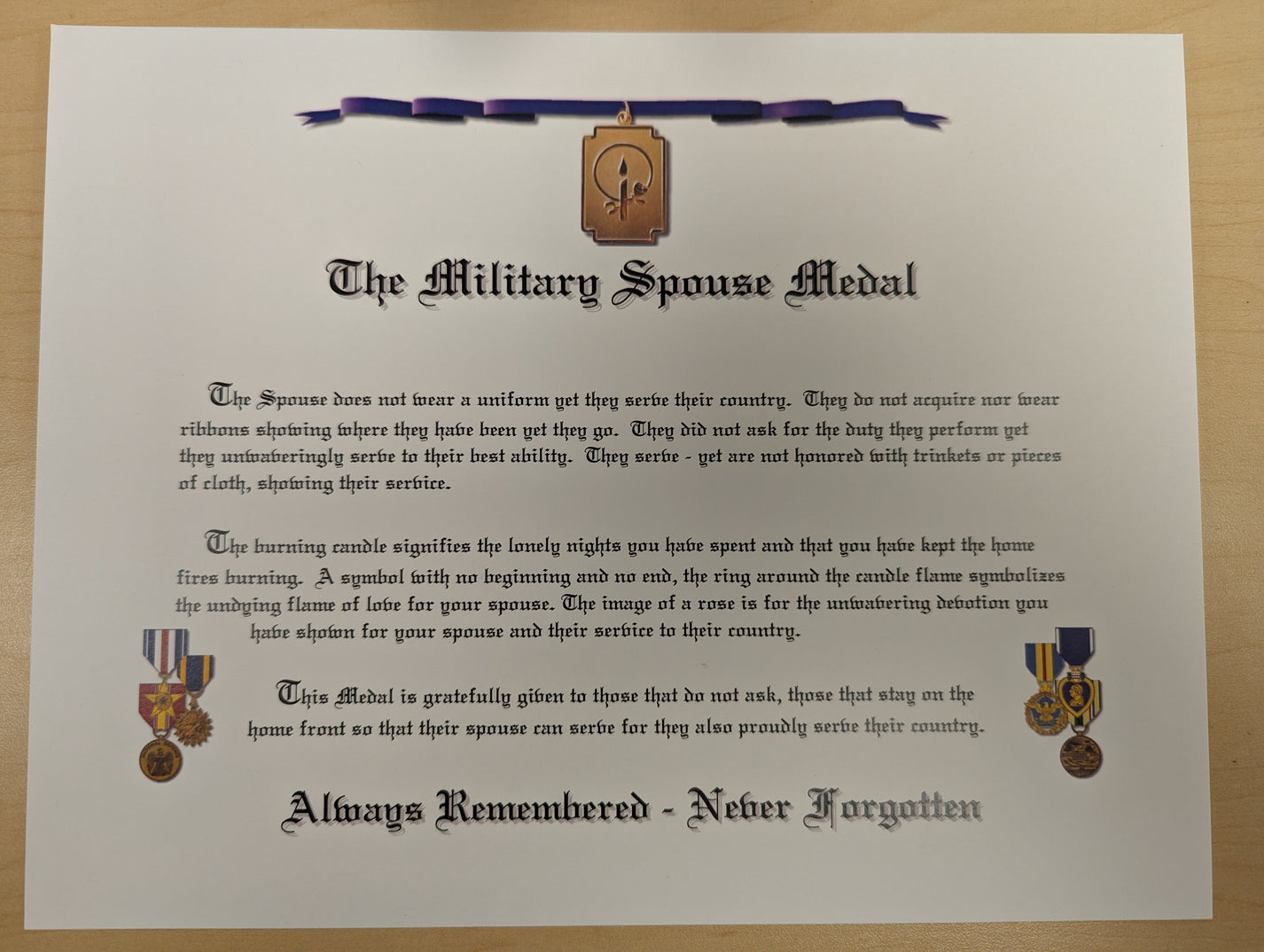 Military Spouse Medal – MH Specialties